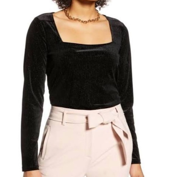 Halogen | Tops | Halogen Velour Square Neck Long Sleeve Top | Poshmark